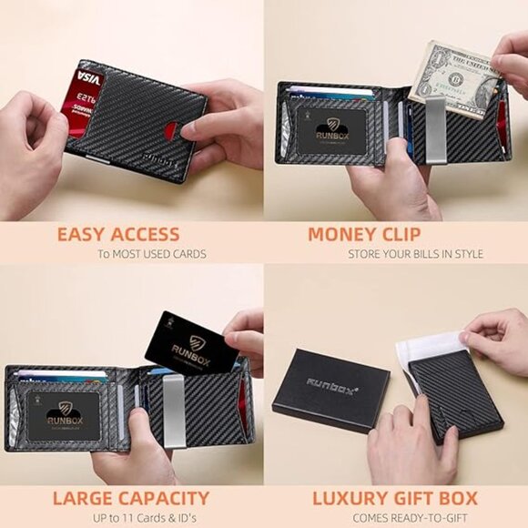 RUNBOX | Bags | Runbox Slim Wallets For Men Leather Money Clip Wallet ...